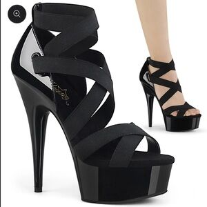 Pleaser | Shoes | Pleaser Delight 657 Strappy Heels 6 Black Size | Poshmark